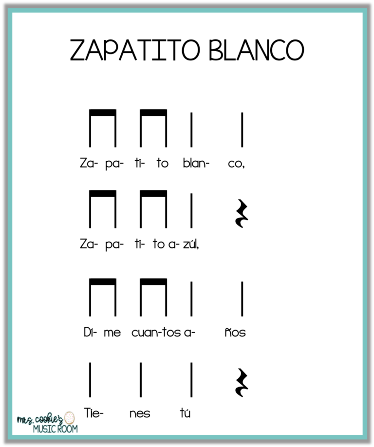 Zapatito Blanco: A Spanish Chant for Teaching Quarter Rest - Mrs ...